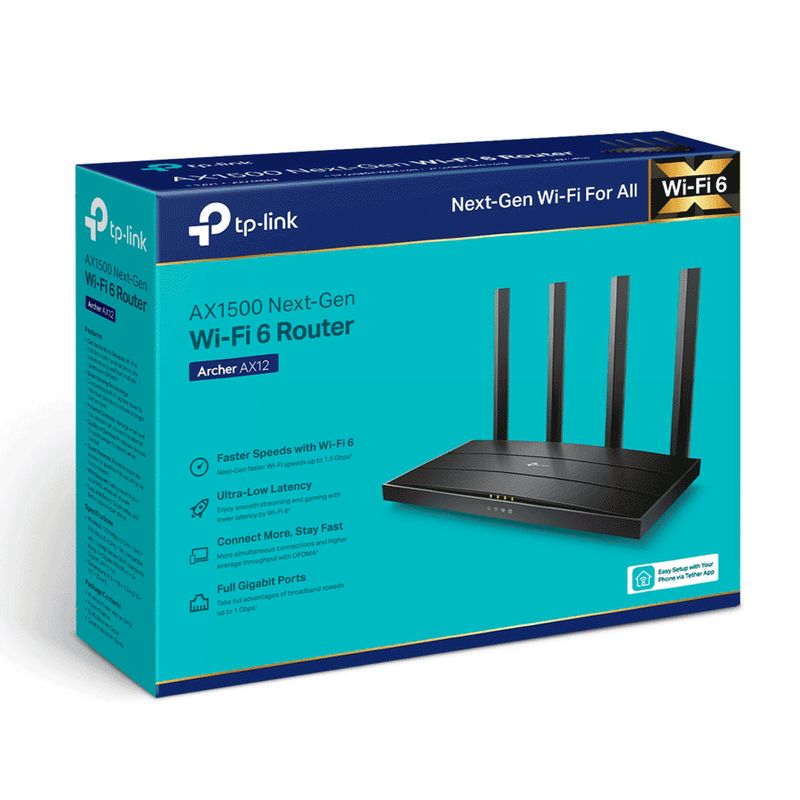 Tplink Archer Ax12 Ruteador Wifi 6 Ax 1500mbps Con 1 Puerto Wan Rj45 ...