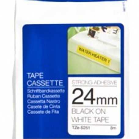 BROTHER TZES251 Etiqueta blanca continua laminada con adhesivo super r